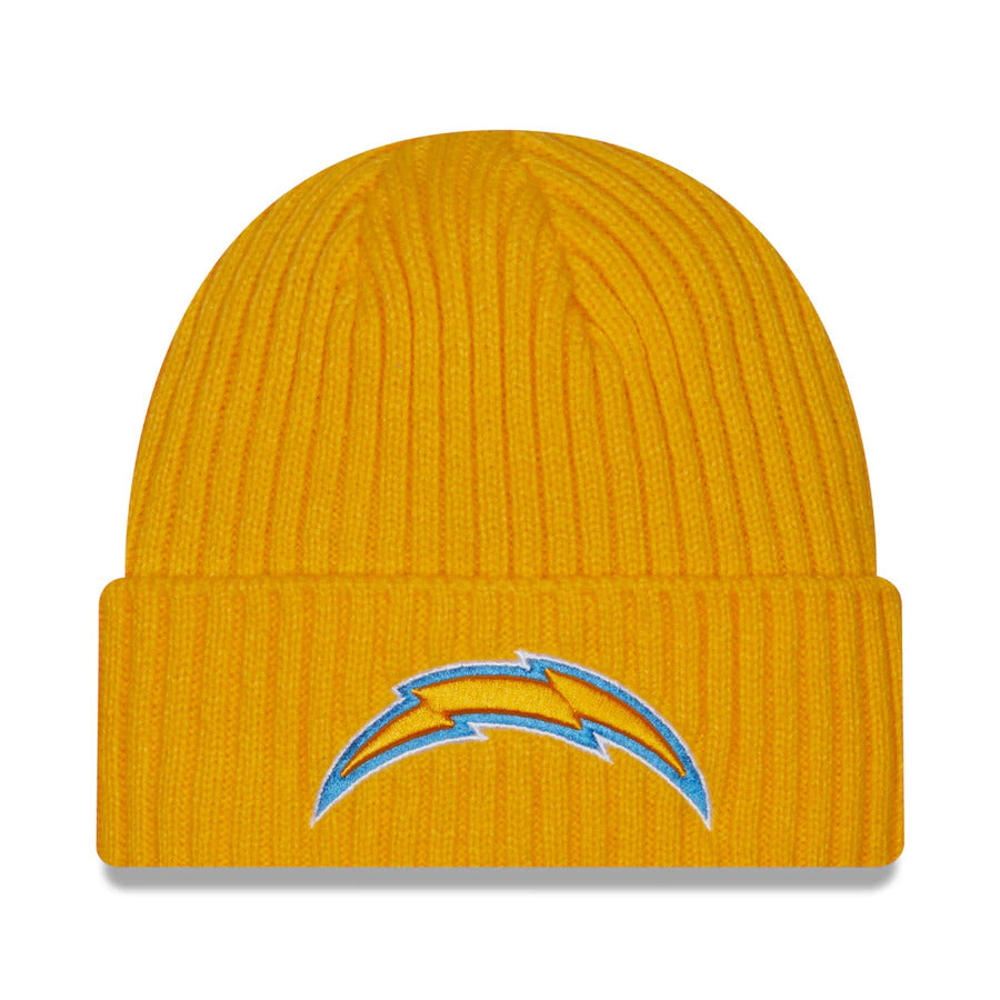 Los Angeles Chargers New Era NFL Cuffed Knit Beanie Hat Yellow Crown/V ...