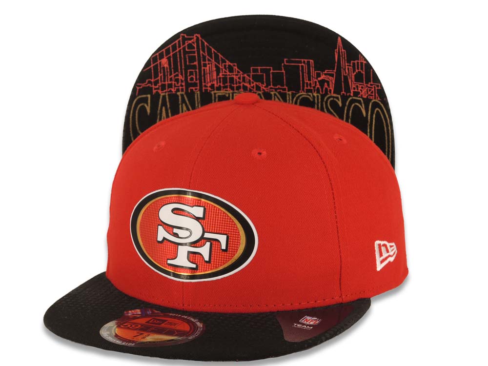 San Francisco New Era NFL 59FIFTY 5950 Fitted Cap Hat Red Crown Black ...