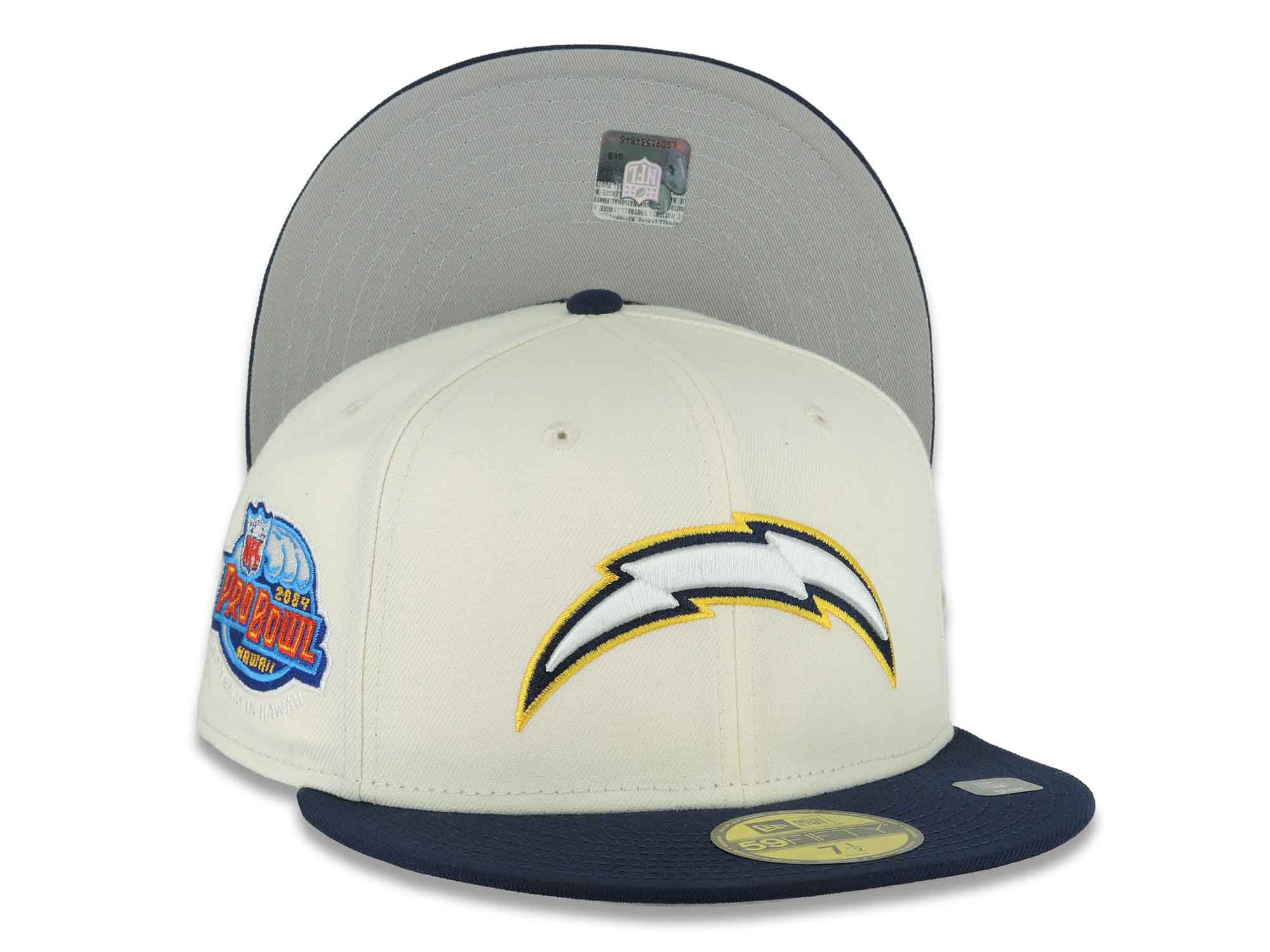 Los Angeles Chargers New Era NFL 59FIFTY 5950 Fitted Cap Hat Chrome Wh ...