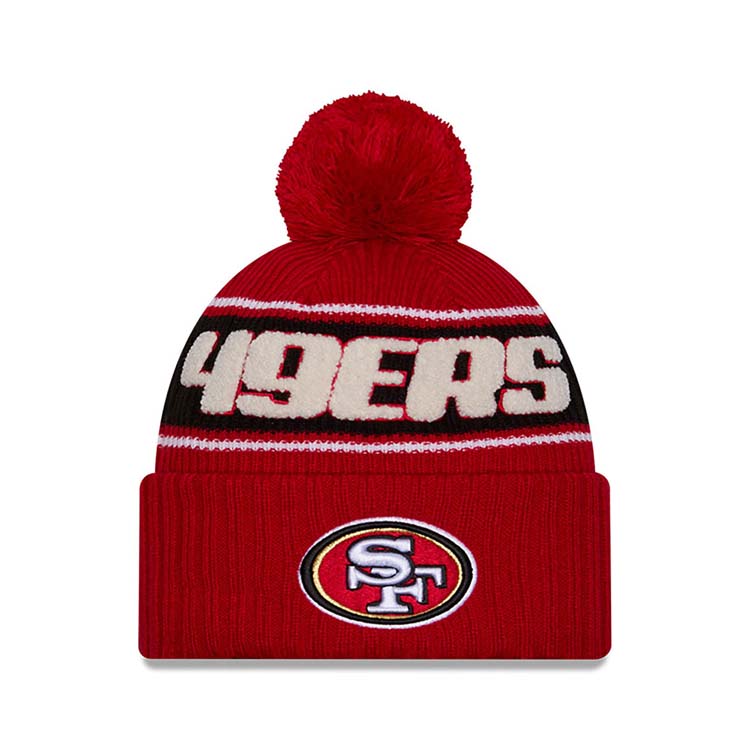 San Francisco 49ers New Era NFL Cuffed Pom Beanie/Knit Hat Red/Black C ...