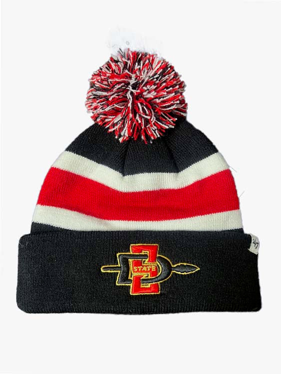 San Diego State Aztecs '47 Brand NCAA Pom Knit Beanie Black/Red/White ...