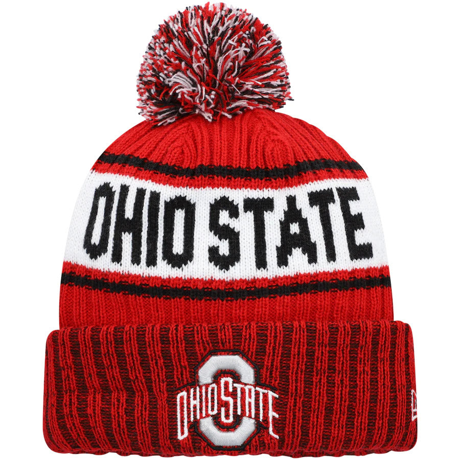 Ohio State Buckeyes New Era NCAA Cuffed Pom Knit Beanie Hat White/Red ...