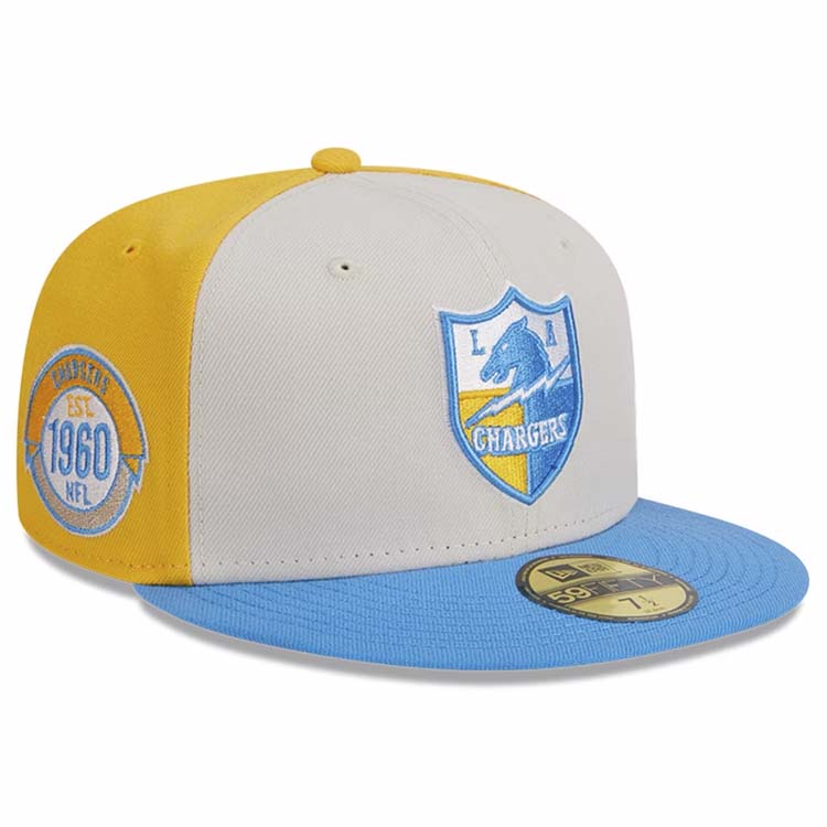Los Angeles Chargers New Era NFL 59FIFTY 5950 Fitted Cap Hat Stone Gra ...