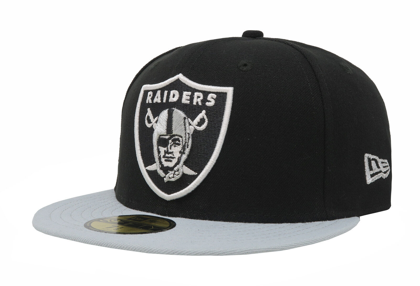 Oakland Raiders New Era NFL 59FIFTY 5950 Fitted Cap Hat Black Crown Gr ...