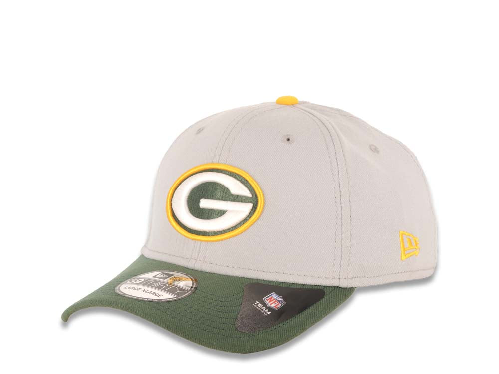 Green Bay Packers New Era NFL 39THIRTY 3930 Flexfit Cap Hat Gray Crown ...