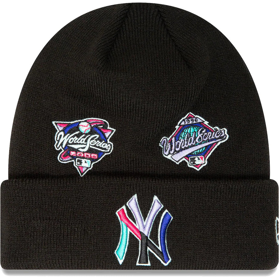 New York Yankees New Era MLB Cuffed Knit Beanie Hat Black Crown/Visor ...