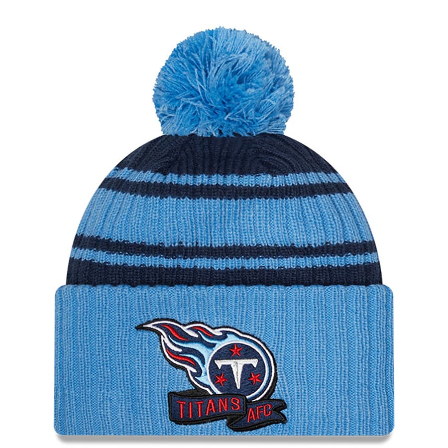 Tennessee Titans New Era NFL Cuffed Pom Knit Beanie Hat Navy Blue/Sky ...