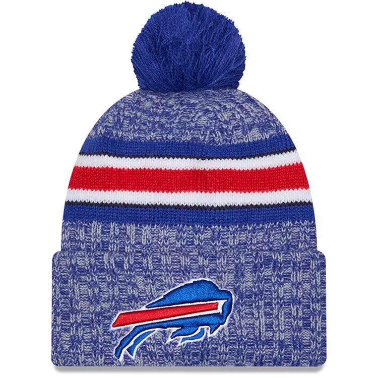 Buffalo Bills New Era NFL Cuffed Pom Knit Beanie Hat Royal Blue/Gray C ...