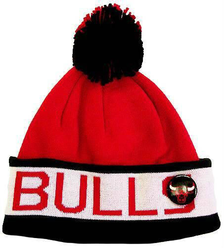 Chicago Bulls Mitchell & Ness NBA Pom Knit Beanie Red/Black/White Crow ...