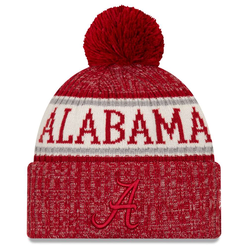 Alabama Crimson Tide New Era NCAA Cuffed Pom Knit Beanie Hat Red/White ...